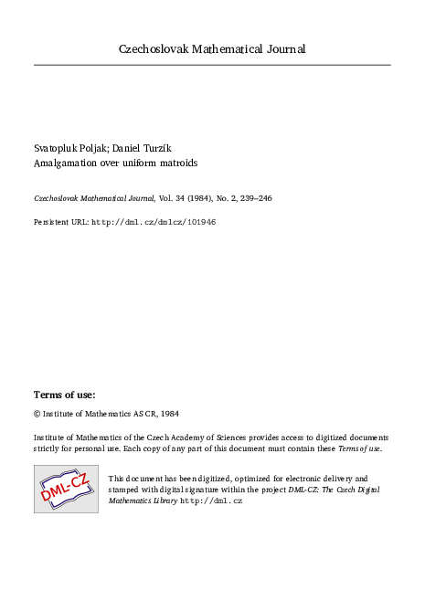 (PDF) Amalgamation over uniform matroids