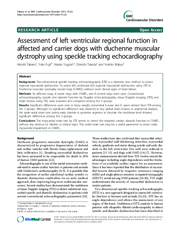(PDF) Left Ventricular Function in Duchenne Muscular Dystrophy Dogs