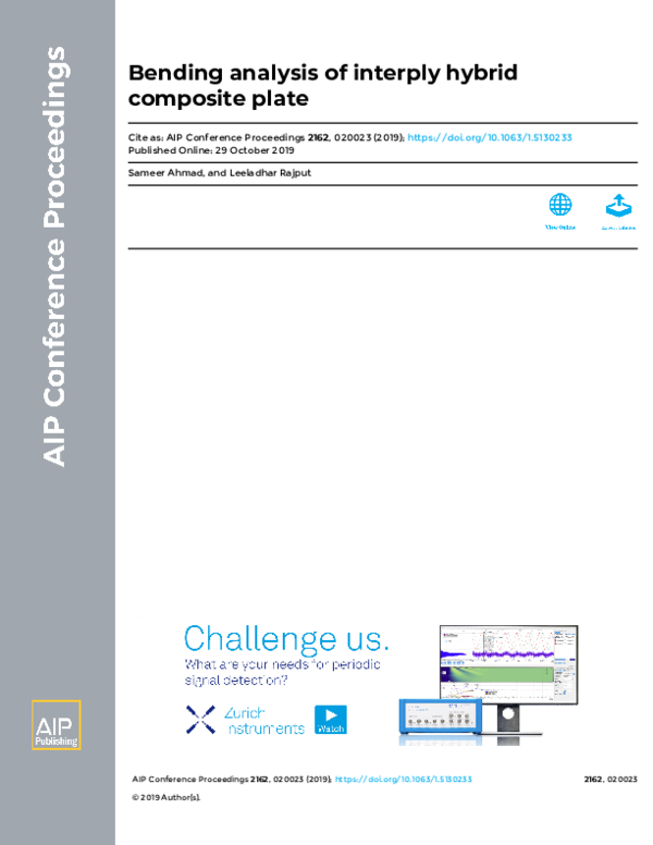(PDF) Bending analysis of interply hybrid composite plate