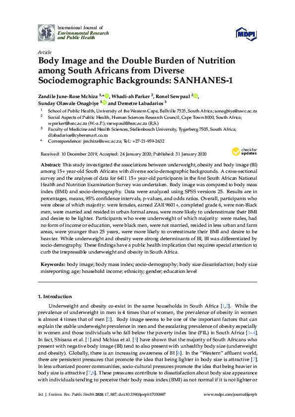 (PDF) Body Image and the Double Burden of Nutrition among South ...