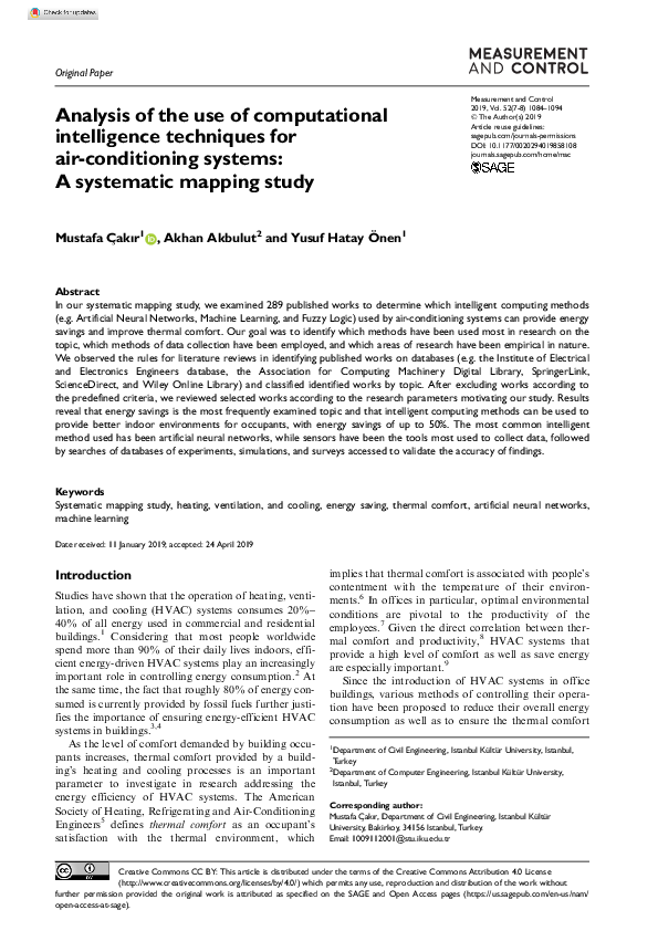(PDF) Analysis of the use of computational intelligence techniques for air-conditioning systems ...