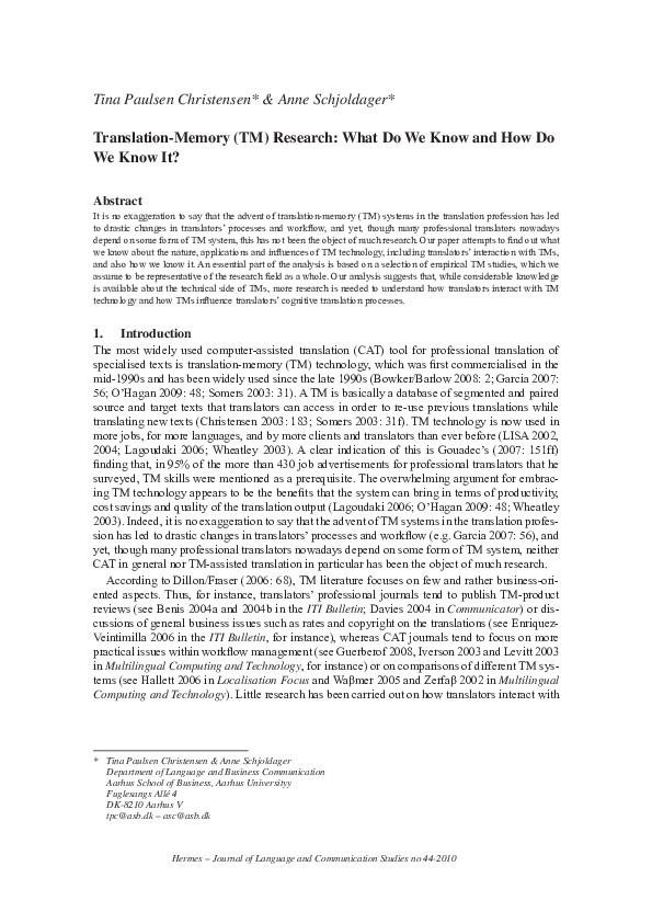 Translation-Memory (TM) Research: What Do We Know and How Do We Know It?