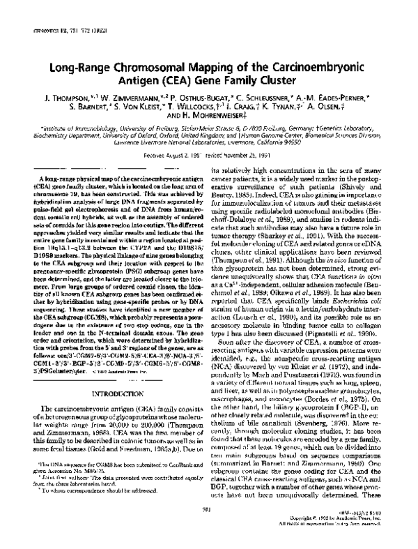 (PDF) Long-range chromosomal mapping of the carcinoembryonic antigen ...