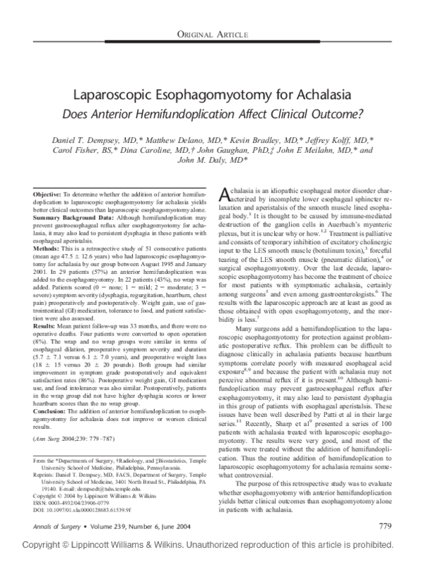 (PDF) Thoracoscopic Versus Laparoscopic Modified Heller Myotomy for ...