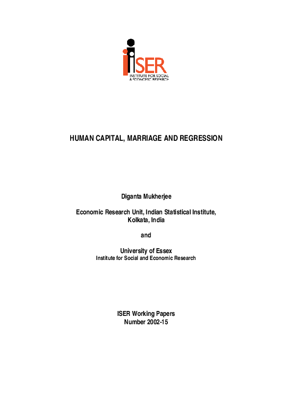 (PDF) Human capital, marriage and regression