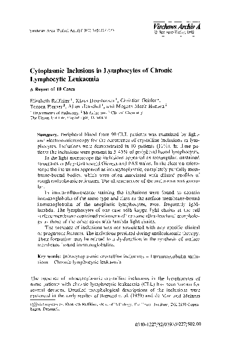 (PDF) Cytoplasmic inclusions in lymphocytes of chronic lymphocytic ...
