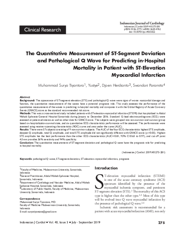 (PDF) The Quantitative Measurement of ST-Segment Deviation and ...