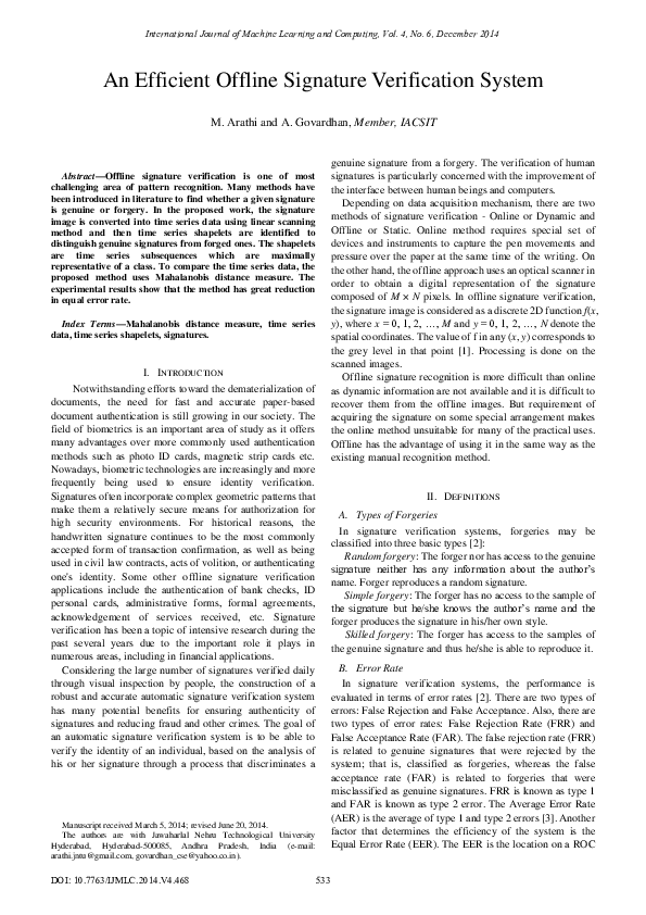 Pdf An Efficient Offline Signature Verification System Dr A Govardhan
