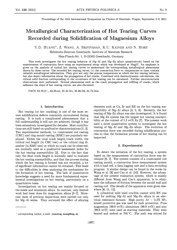 (PDF) Metallurgical Characterization of Hot Tearing Curves Recorded during Solidification of ...