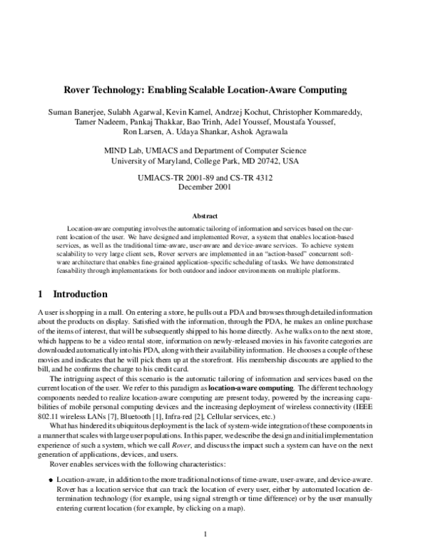 (PDF) Rover technology: Enabling scalable location-aware computing