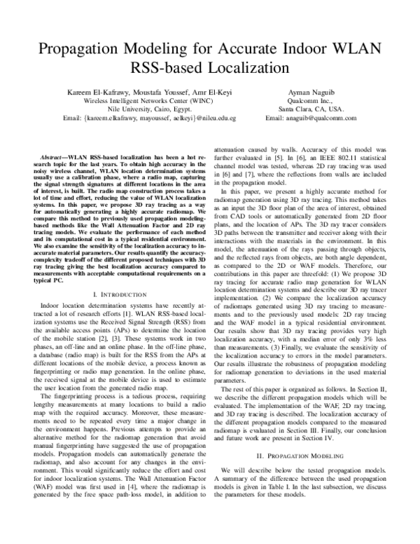 Pdf Propagation Modeling For Accurate Indoor Wlan Rss Based Localization