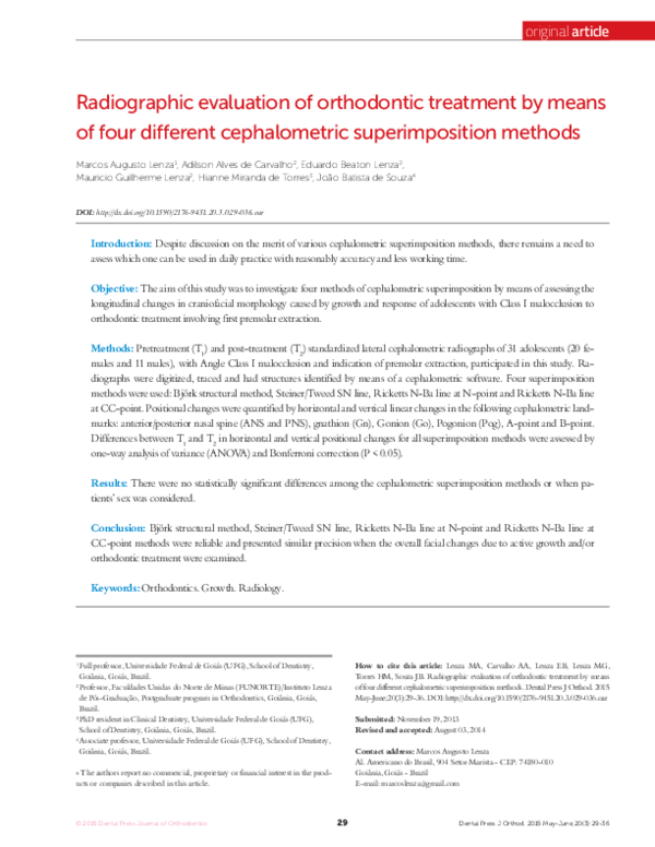 (PDF) Radiographic evaluation of orthodontic treatment by means of four ...
