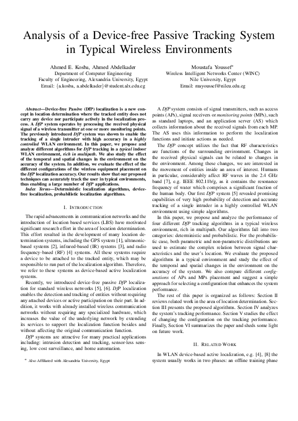 (PDF) Analysis of a Device-Free Passive Tracking System in Typical ...