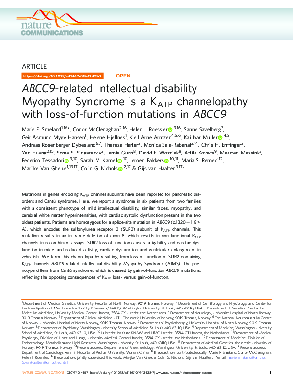 (PDF) ABCC9 Mutations Cause Intellectual Disability Myopathy