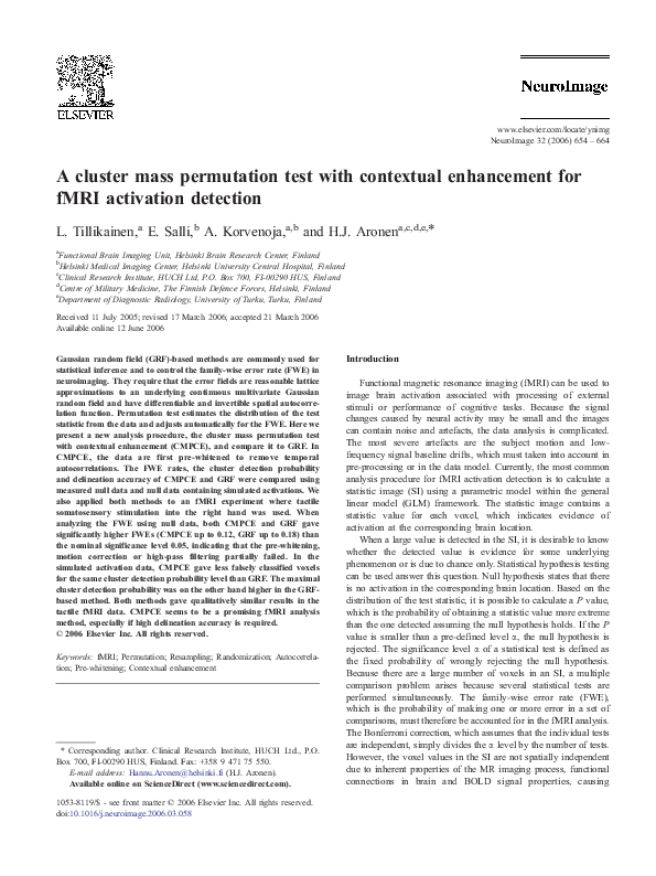 (PDF) A cluster mass permutation test with contextual enhancement for ...
