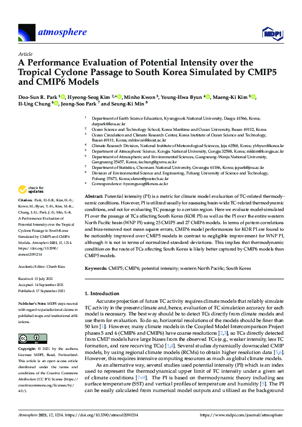 (PDF) A Performance Evaluation of Potential Intensity over the Tropical ...