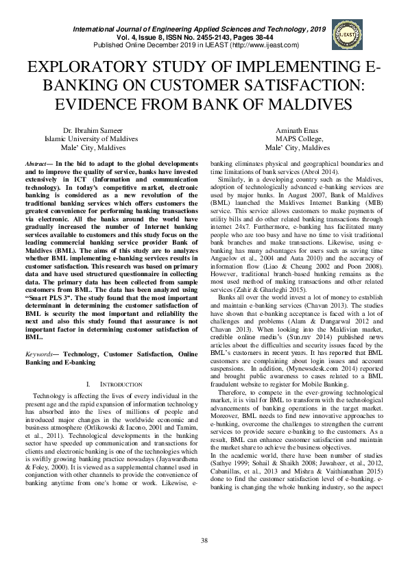(PDF) Exploratory Study of Implementing E-Banking on Customer Satisfaction: Evidence from Bank ...