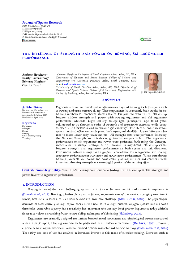 (PDF) The Influence of Strength and Power on Rowing, Ski Ergometer Performance