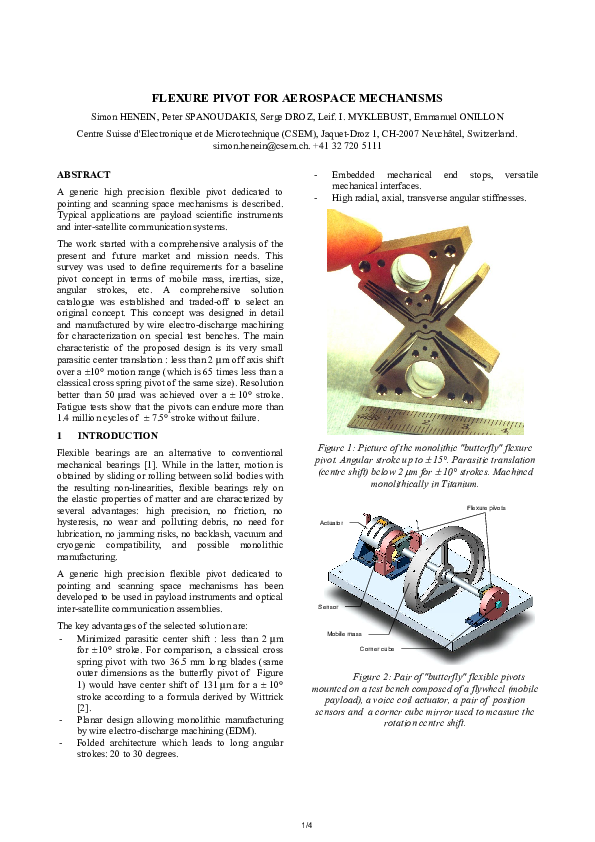 (PDF) Flexure pivot for aerospace mechanisms