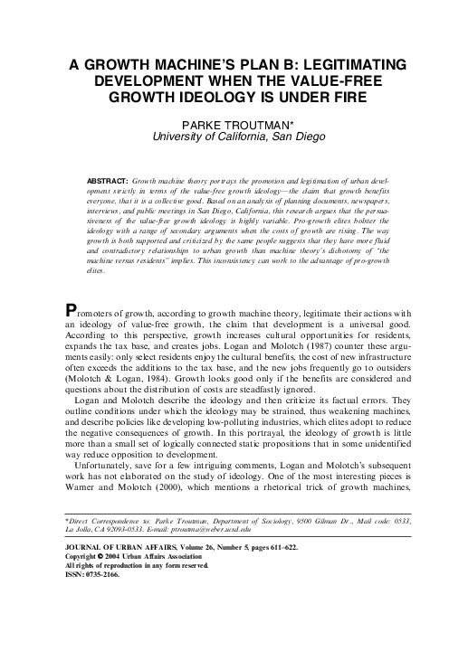 (PDF) A Growth Machine's Plan B: Legitimating Development When the ...