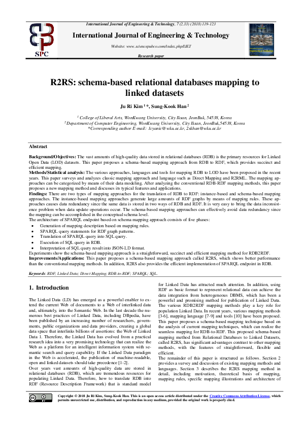 Pdf R2rs Schema Based Relational Databases Mapping To Linked Datasets