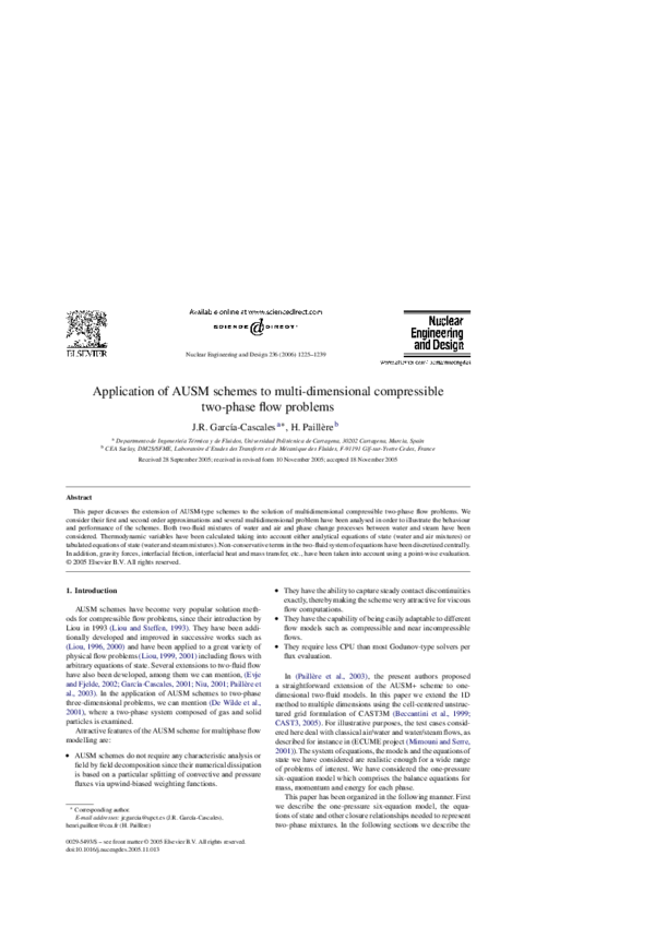 (PDF) Application of AUSM schemes to multi-dimensional compressible two-phase flow problems