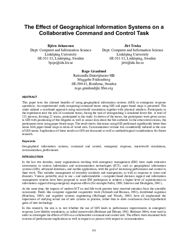 (PDF) The effect of geographical information systems on a collaborative ...