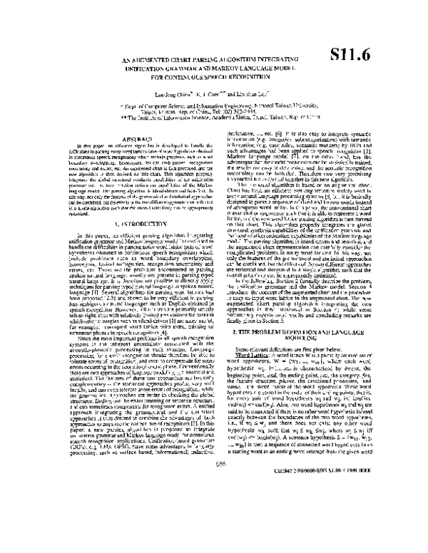 Pdf An Augmented Chart Parsing Algorithm Integrating Unification Grammar And Markov Language
