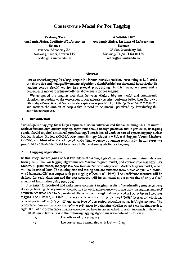 (PDF) Context-rule Model for Pos Tagging