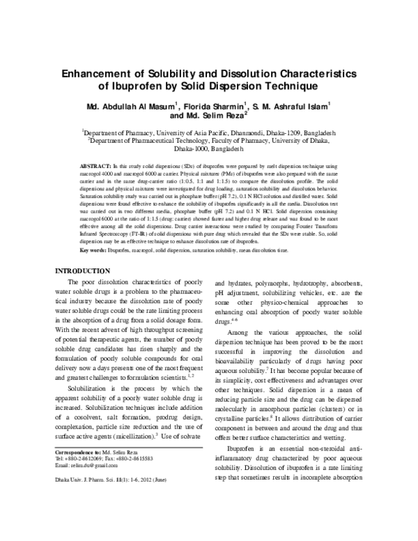 (PDF) Enhancement of Solubility and Dissolution Characteristics of ...