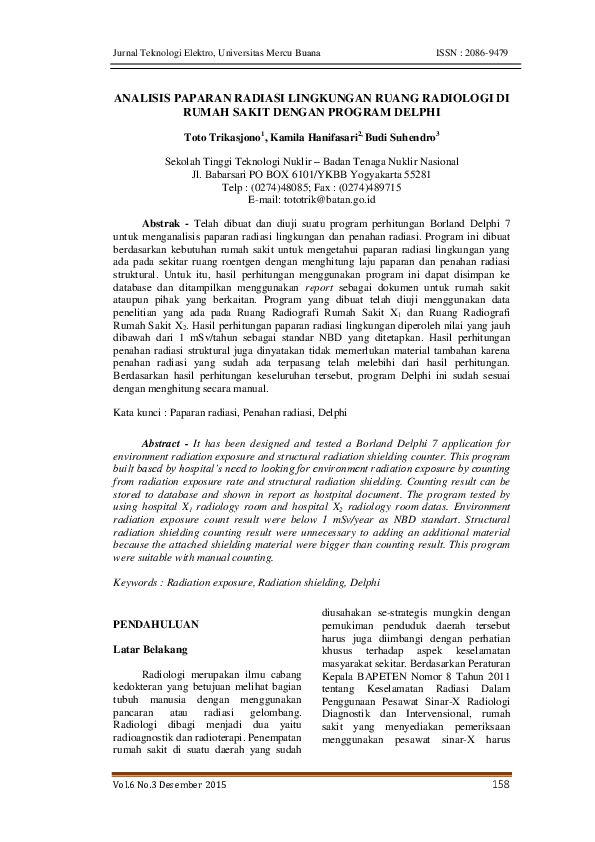 (PDF) Analisis Paparan Radiasi Lingkungan Ruang Radiologi DI Rumah Sakit Dengan Program Delphi ...