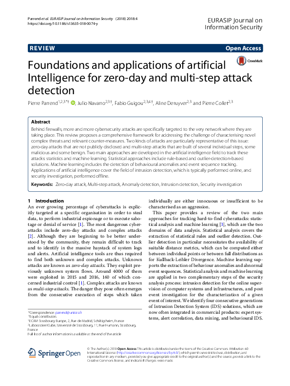 (PDF) Foundations and applications of artificial Intelligence for zero-day and multi-step attack ...