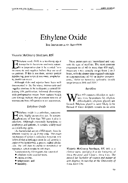 (PDF) Ethylene Oxide: The Importance of Aeration