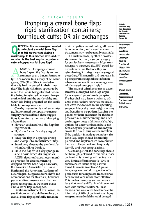 (PDF) Dropping a cranial bone flap; rigid sterilization containers ...