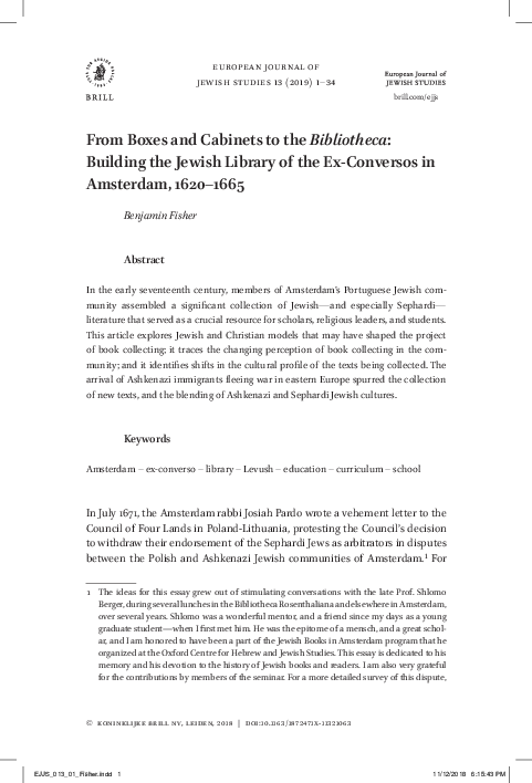 (PDF) From Boxes and Cabinets to the Bibliotheca: Building the Jewish ...