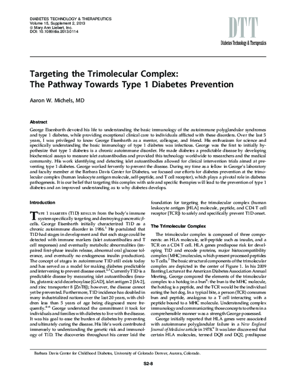 (PDF) Targeting the trimolecular complex: the pathway towards type 1 ...