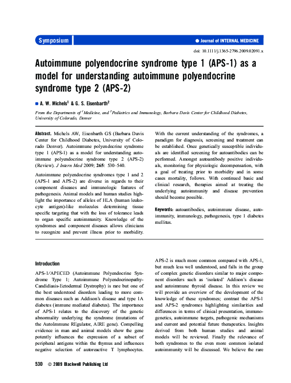 (PDF) Autoimmune polyendocrine syndrome type 1 (APS-1) as a model for ...