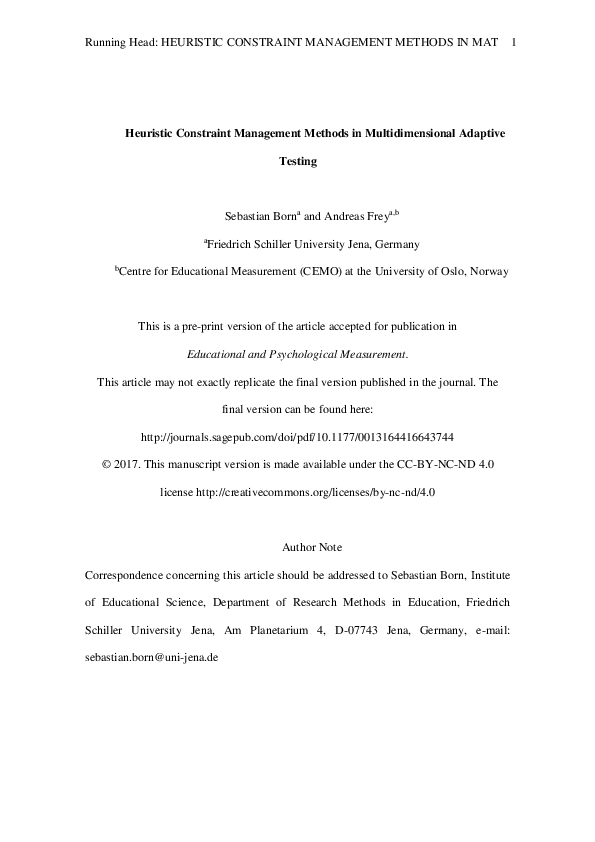 Pdf Heuristic Constraint Management Methods In Multidimensional