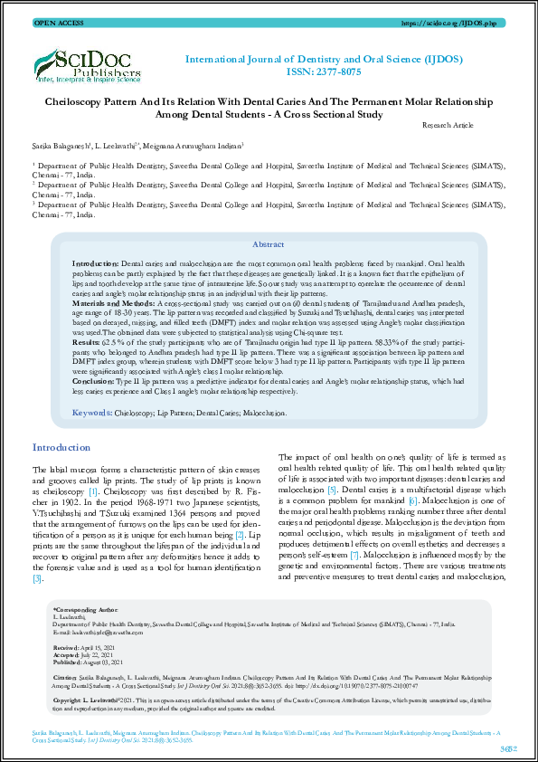(PDF) Cheiloscopy Pattern And Its Relation With Dental Caries And The ...