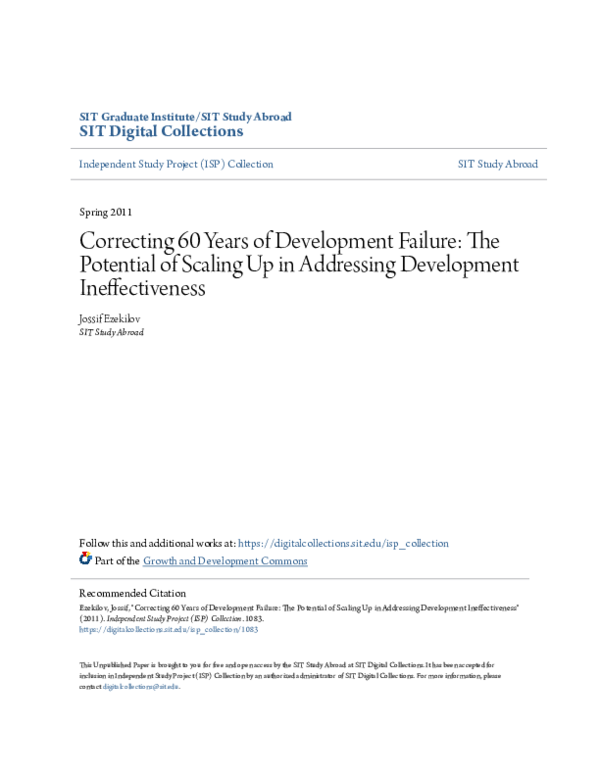 (PDF) Correcting 60 Years of Development Failure: The Potential of ...