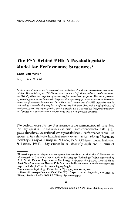 (PDF) The PSY behind PHI: A psycholinguistic model for performance ...