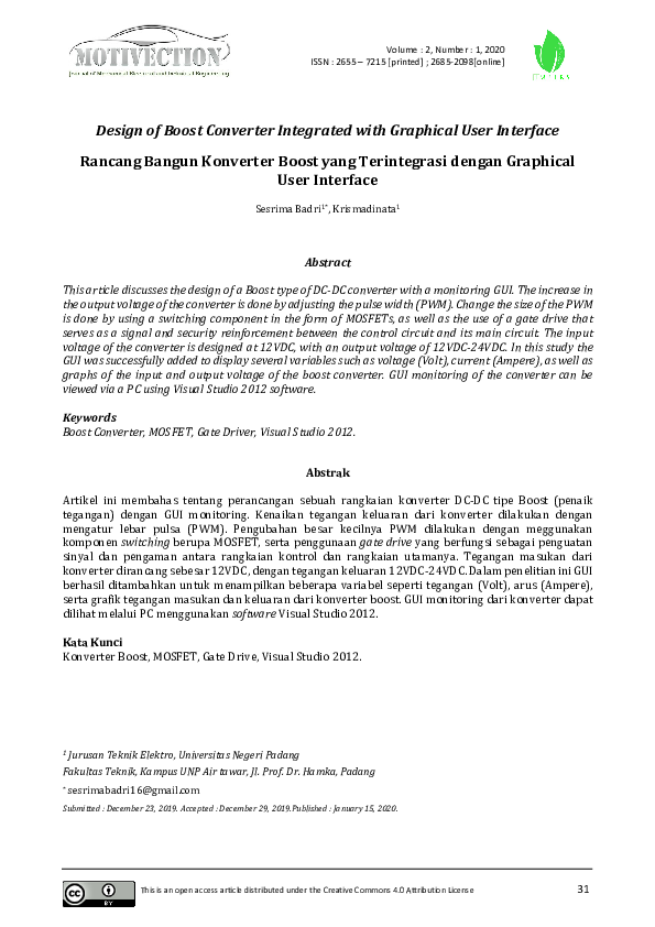 (PDF) Design of Boost Converter Integrated with Graphical User Interface
