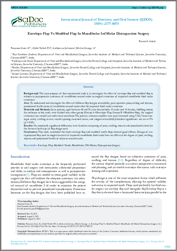 (PDF) Envelope Flap Vs Modified Flap In Mandibular 3rd Molar ...
