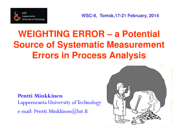 Pdf Weighting Error A Potential Source Of Systematic Measurement Errors In Process Analysis
