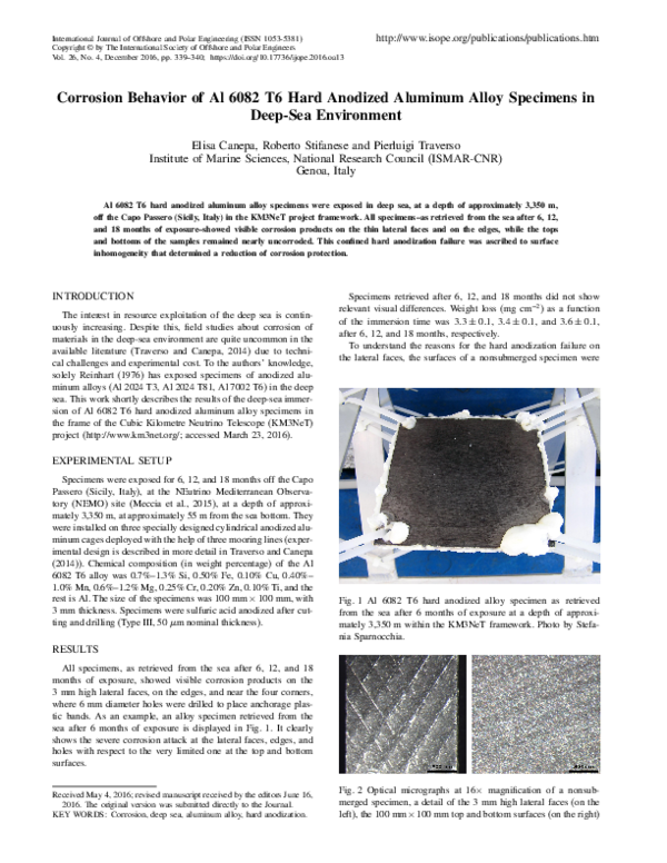 (PDF) Corrosion Behavior of Al 6082 T6 Hard Anodized Aluminum Alloy ...
