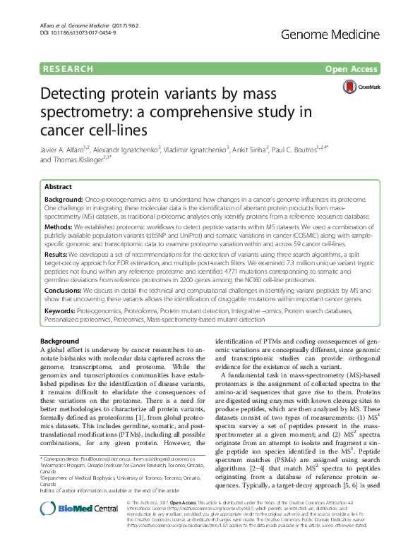 (PDF) Detecting protein variants by mass spectrometry: a comprehensive ...
