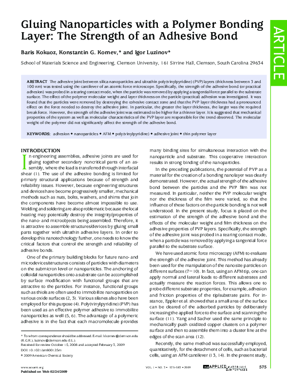 (PDF) Gluing Nanoparticles with a Polymer Bonding Layer: The Strength ...