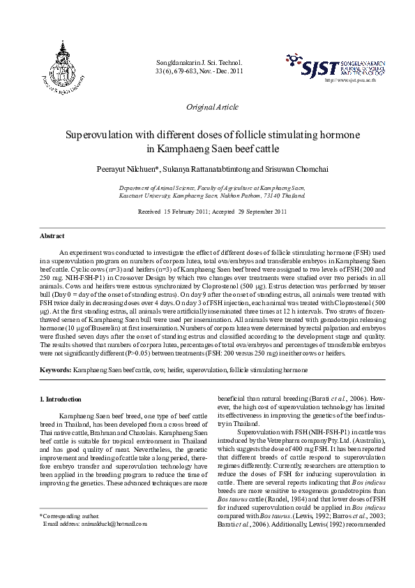 (PDF) Superovulation with different doses of follicle stimulating ...