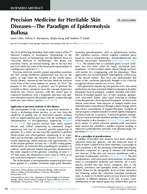 (PDF) Precision Medicine for Heritable Skin Diseases—The Paradigm of ...