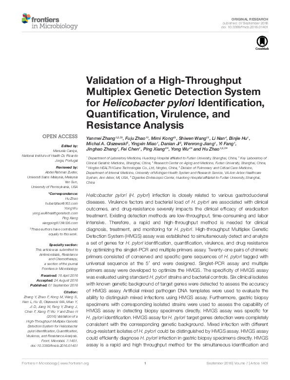 (PDF) Validation of a High-Throughput Multiplex Genetic Detection ...